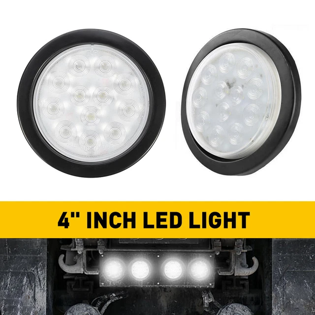 2PCS 12 LED White 4 Inch Round Backup Reverse Tail Lamp Lights w ...