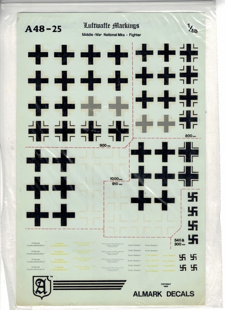 ALMARK DECALS A48-25 1/48 Luftwaffe Markings - Mid-War Fighter $15.01 ...