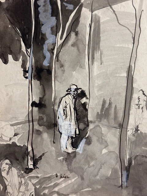 DRAWING ANTIQUE JEAN Terles Portrait Man Prisoner Courtyard Prison ...