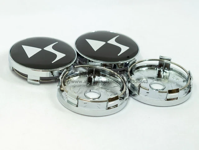 4PCS 60MM DS Logo Wheel Center Caps Hubcaps Rim Caps Badges Black ...