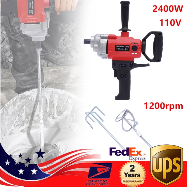 2400W ELECTRIC MORTAR Plaster Paint Mixer Cement Grout Concrete Stirrer ...