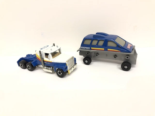 HOT WHEELS BIGFOOT Ford LTL Semi Truck Rare Steering Rig And Van READ ...