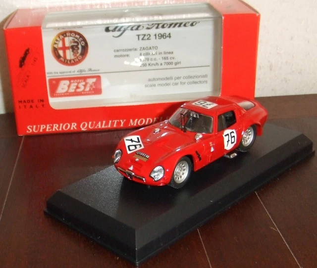 MODELLINO BEST ALFA Romeo Zagato Tz2 Nurburgring 1966 Scala 1/43 Box Originale EUR 18,00 ...