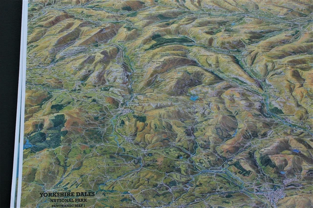 3D AERIAL PANORAMIC Map of the Yorksire Dales No1 Unusual Gift Idea £4. ...