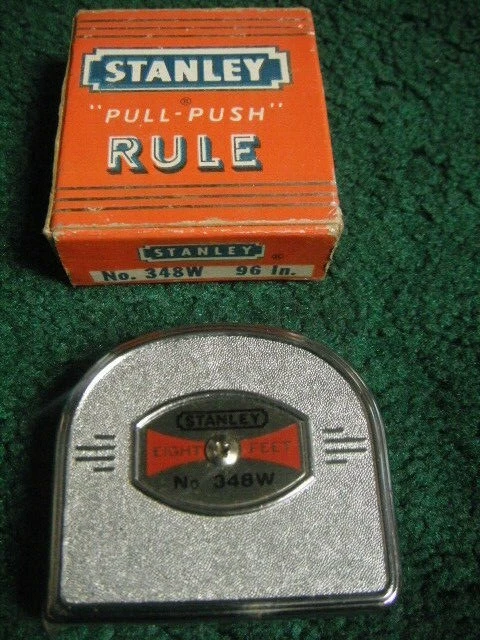 VINTAGE STANLEY PUSH-PULL Rule 348W 96 Inch 8 Ft Tape Measure Tool With ...
