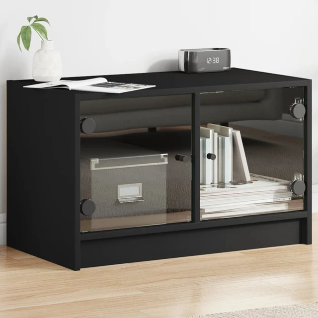 MOBILE PORTA TV con Ante in Vetro Nero 68x37x42 cm EUR 46,02 - PicClick IT