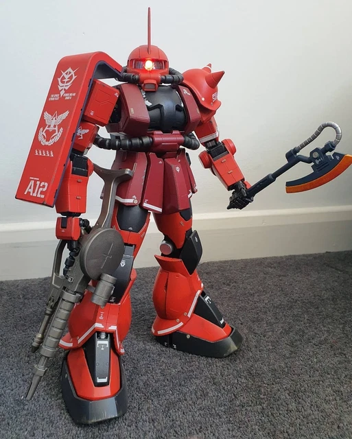 CUSTOM PAINTED PERFECT Grade Char's Zaku Gundam Gunpla 30cm Model £200. ...