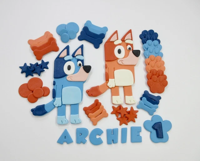 EDIBLE FONDANT BLUEY and Bingo Cake Topper Fondant Sugar Paste ...