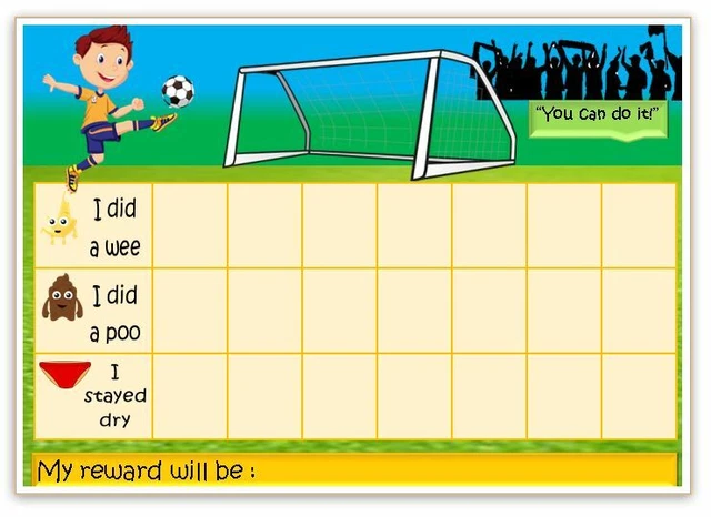 MAGNETIC -FOOTBALL -REWARD Chart-POTTY-TOILET TRAINING- FREE pen ...
