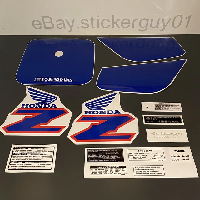 HONDA Z50R MONKEY Bike 1980 Decal Sticker Set Inc Tank Sides Warning ...