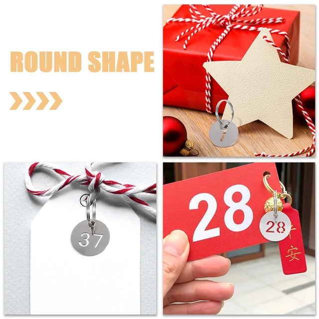 40 PCS METAL Number Plate Key Tags Round Stainless Steel for Cabinet ...