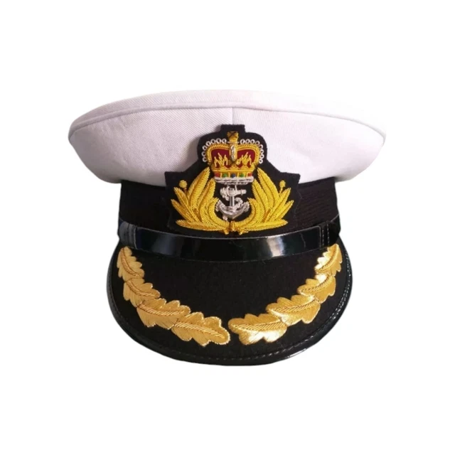 BRITISH ROYAL NAVY Captain / Commander Officers Peaked Cap / Hat Queens ...