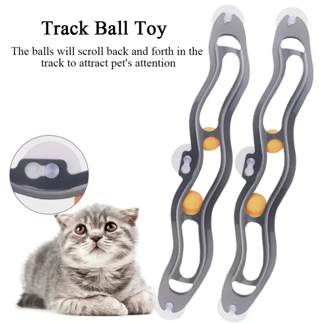 NEW TRACK CAT Toy Plastic Sucker Track Ball Pet Accessories Window ...
