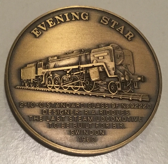 BRITISH RAILWAYS Evening Star Train Railroad Locomotive Coin Medal £14. ...