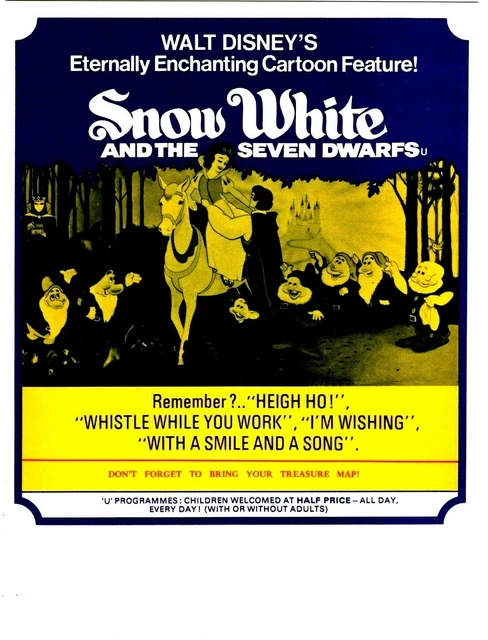 WALT DISNEY'S SNOW White vintage UK cinema Handbill/poster - Work of ...