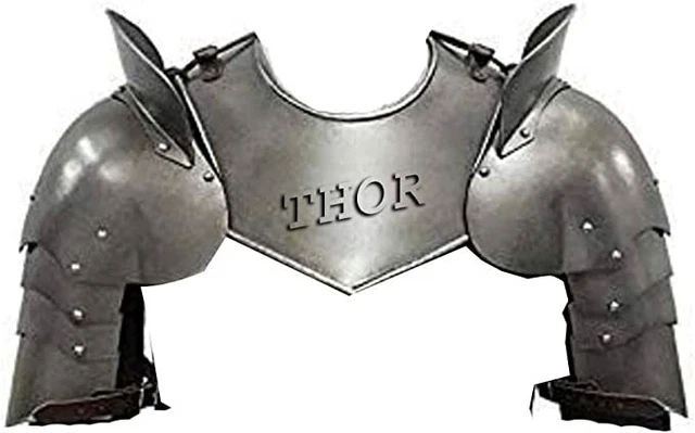 MEDIEVAL VINTAGE STEEL Warrior Pauldron Shoulder W/Gorget Armor Set 18g ...