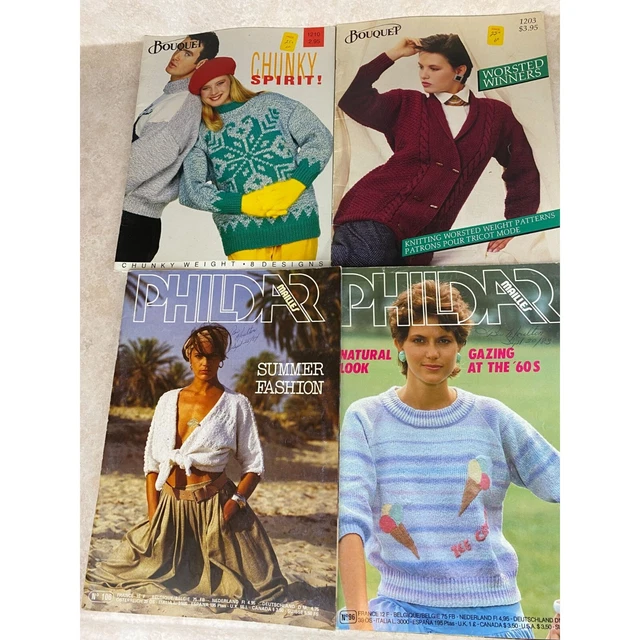 PHILDAR & BOUQUET Knitting Magazines From The 1980s Lot Of 4 £8.10 ...