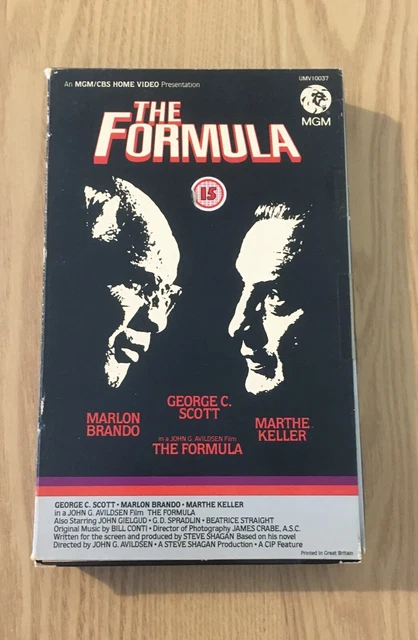 THE FORMULA ~ MGM Pre Cert VHS Video ***Faulty*** £4.99 - PicClick UK