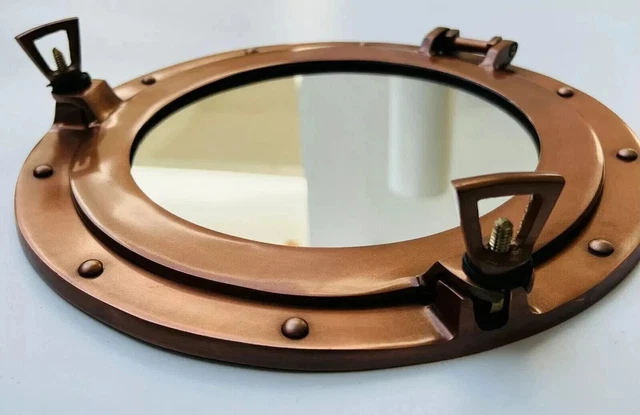 VINTAGE 15&-WINDOW ANTIQUE Ship Mirror Wall Décor Porthole Canal Boat ...