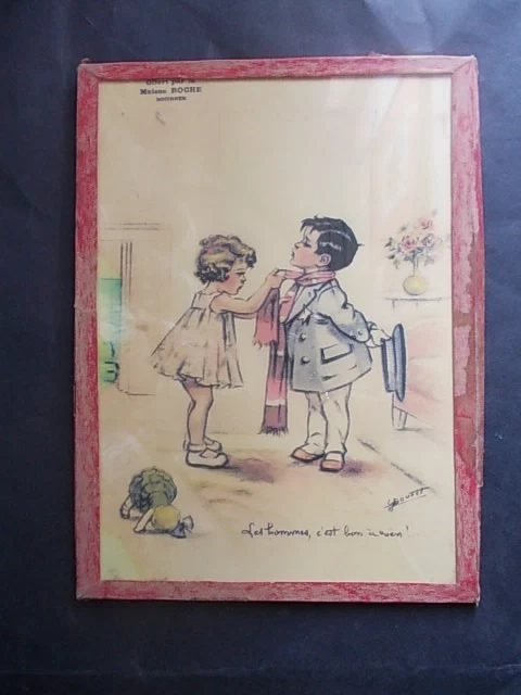 GERMAINE BOURET GRAVURE 1930 Les hommes, c'est des bon à rien ! Roche ...