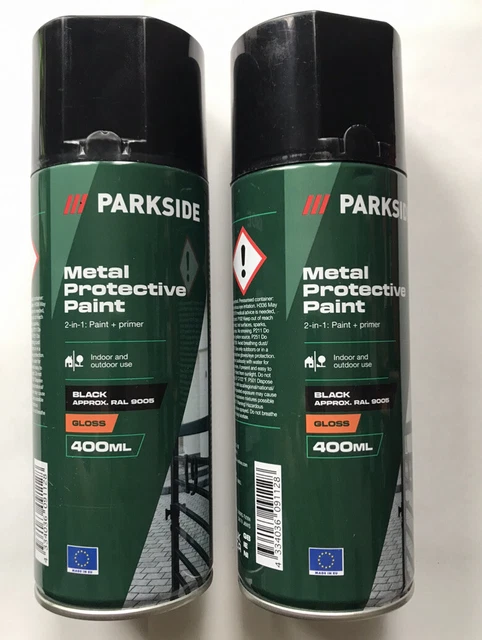 2 X PARKSIDE Metal Paint With Rust Protection - 2x 400ml - Black - 2 ...
