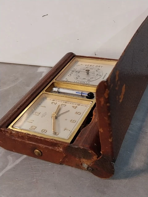 OLD VINTAGE ANGELUS SENTRY 8 Day Swiss Travel Alarm Clock, Thermometer ...