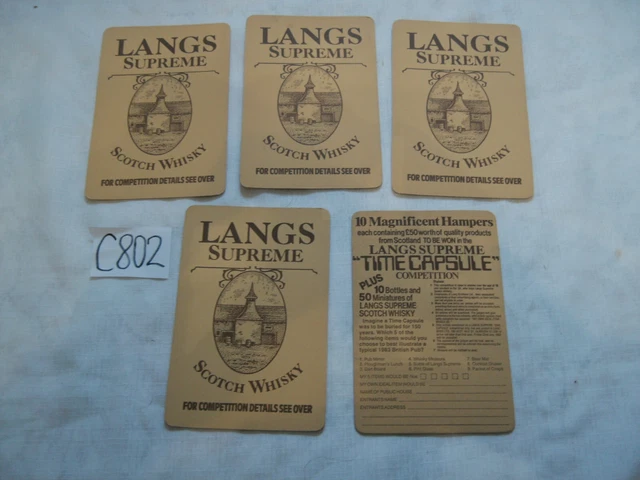 VINTAGE LANGS SUPREME SCOTCH WHISKY TIME CAPSULE Beer mat Coasters x 5 ...