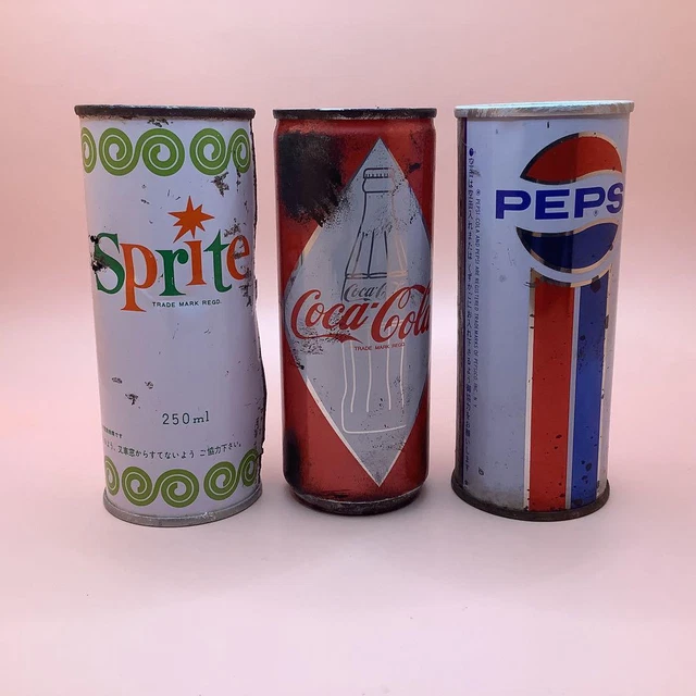 SHOWA RETRO CAN 1970 First Generation Sprite Pepsi-Cola Coca-Cola 3 ...