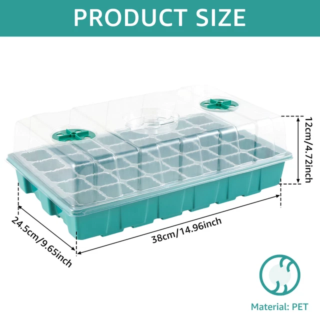 4 PACK 40-CELL Seed Trays with Clear Lids Humidity Adjustable Seed ...