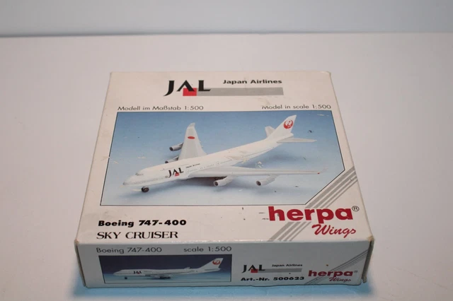 HERPA WINGS 1:500: 500623 Boeing 747-400 JAL Japan Airlines (1), OVP fleckig EUR 15,50 - PicClick DE