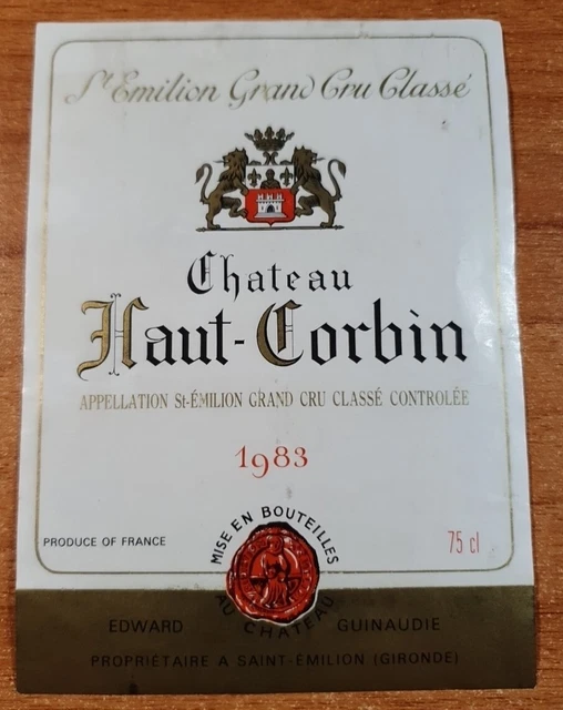 ETIQUETTE DE VIN/ Wine Label HAUT CORBIN 1983 décollée EUR 1,99 ...