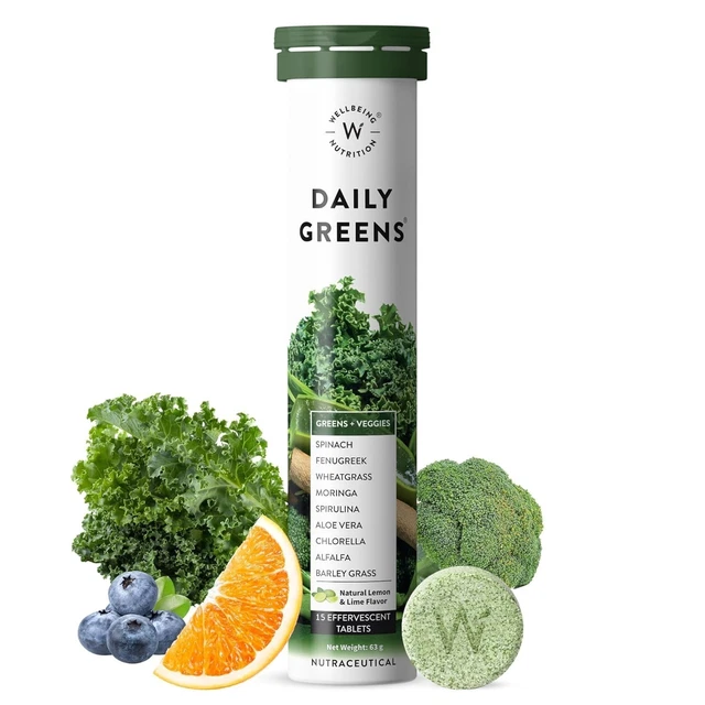 WELLBEING NUTRITION DAILY Green Wholefood Multivitamin (15 Effervescent ...