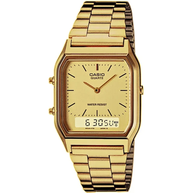 CASIO VINTAGE COMBI Dual Display Gold Bracelet Watch AQ-230GA-9DMQYES £ ...
