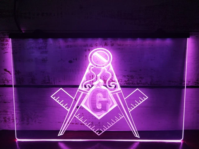 MASONIC MASON FREEMASON Logo Art LED Neon Light Sign Home Room Bar Wall ...