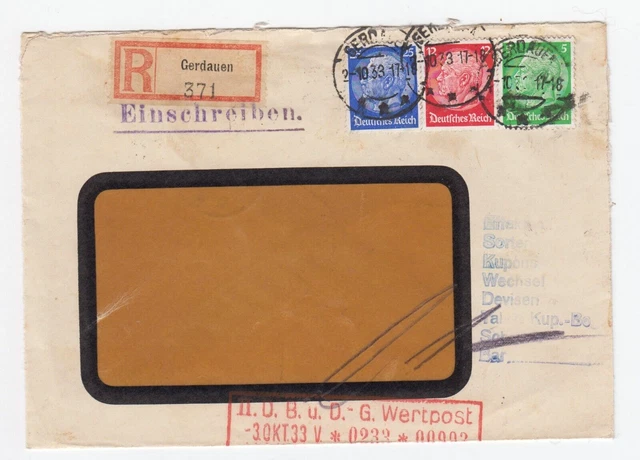 LETTERA RACCOMANDATA POSTA raccomandata Impero tedesco Gerdauen Prussia ...