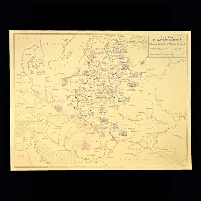 1944 WWII RUSSIAN Front Map Operation Bagration Eastern Europe World ...