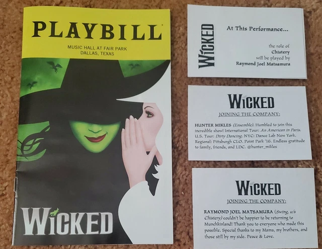 WICKED PLAYBILL DALLAS Texas Music Hall at Fair Park August 2021 £15.23 ...