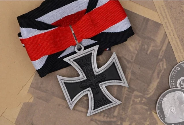 WW2 1813 1914 EK1 German iron cross medal badge with oak leaf W ...