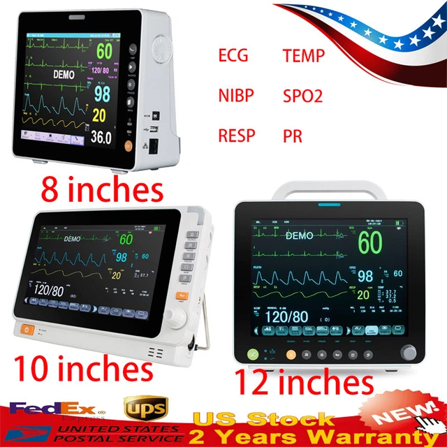TOP 8&/10&/12& PATIENT Monitor Vital Sign 6 Parameter ECG NIBP SPO RESP ...