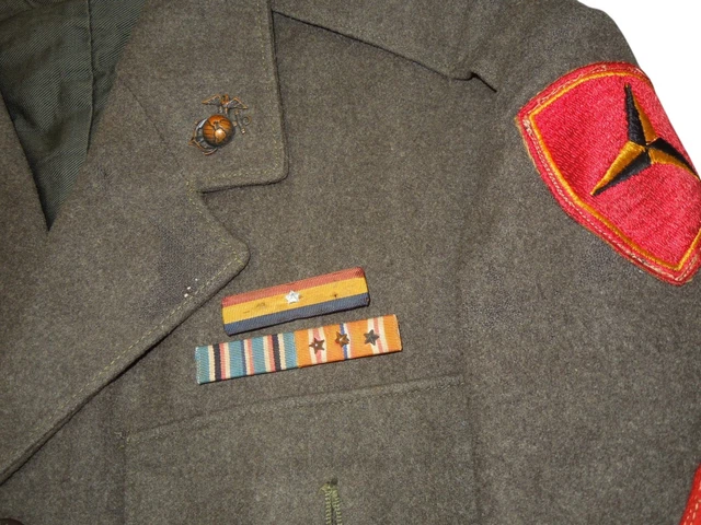 WWII USMC 3RD Marine Division Uniform Jacket Ribbons PUC EGA's Pacific ...