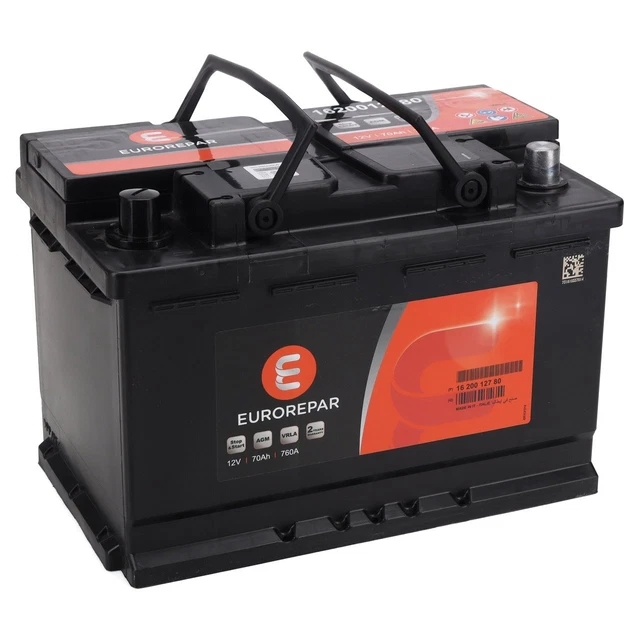 EUROREPAR AGM BATTERIE Autobatterie Starterbatterie 12V 70Ah 760A/EN ...