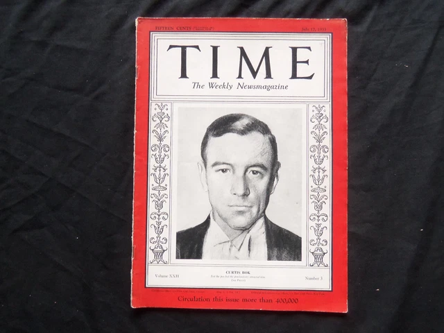 1933 JULY 17 Time Magazine - Curtis Bok - T 379 £39.37 - PicClick UK