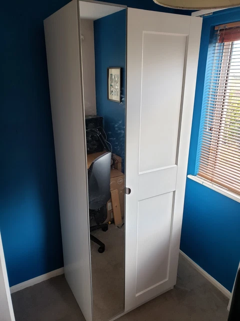 IKEA WARDROBE PAX 75cm wide - White - mirror half door - 75 x 58 x 201 ...