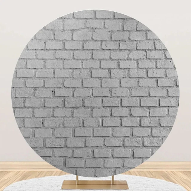 ROUND RETRO GREY Brick Wall Birthday Party Backdrop $37.94 - PicClick AU