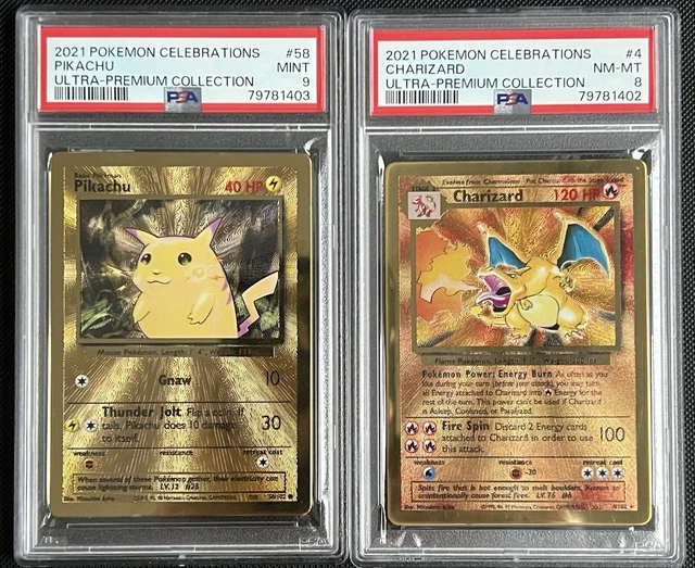 PIKACHU AND CHARIZARD Celebrations Ultra Premium Collection PSA 8/9 ...