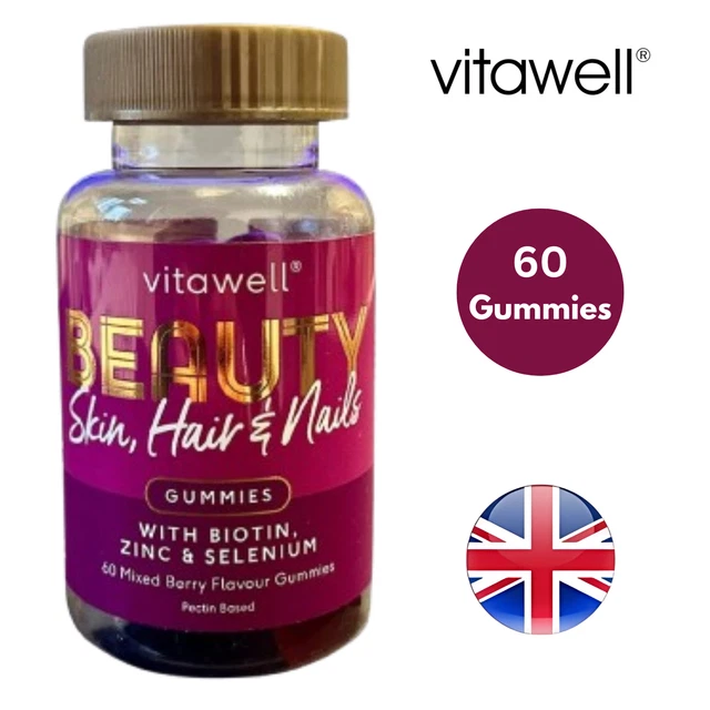 VITAWELL BEAUTY - Skin, Hair & Nails Biotin - Mixed Berry - 60 Gummies ...