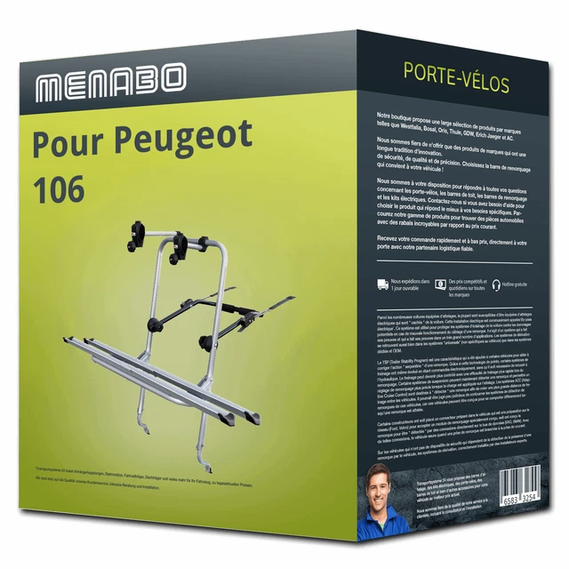 PORTE-VÉLO MENABO LOGIC 2 pour Peugeot 106 I type 1A/1C 2 vélos TOP EUR ...