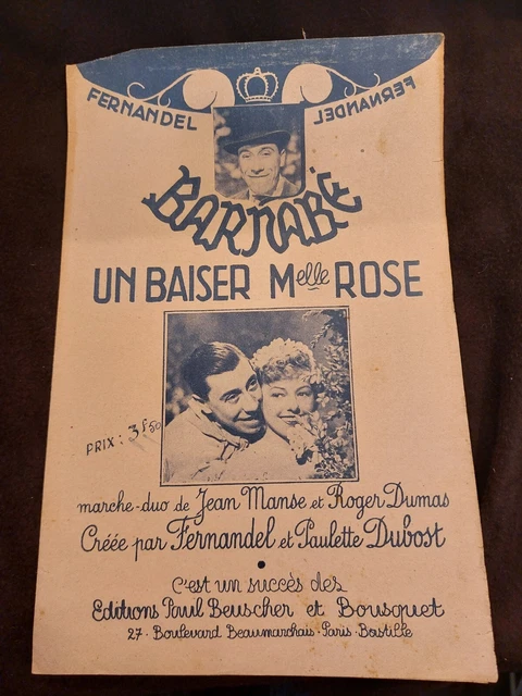 PARTITURA FERNANDEL UN Bacio Melle Rose Barnabé EUR 16,05 - PicClick IT