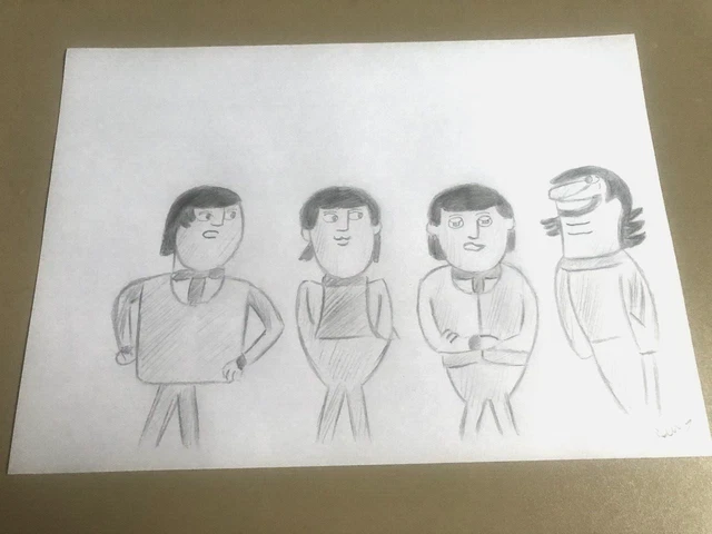 THE BEATLES CARICATURE Funny Comedy Pencil Drawing Sketch Art A4 ...
