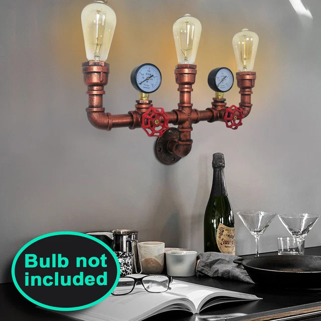 PIPE WALL LAMP Vintage Retro Iron Pipe Wall Lamp Water Pipe Industrial ...